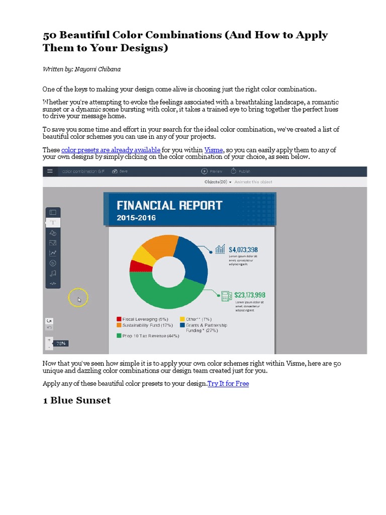 50 Beautiful Color Combinations | PDF | Yellow | Color