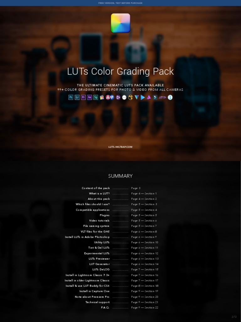 About - LUTs Color Grading Pack by IWLTBAP (Free) | PDF | Adobe ...