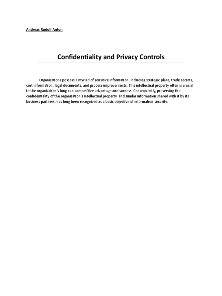 Confidentiality and Privacy Controls: Andreas Rudolf Anton | PDF ...