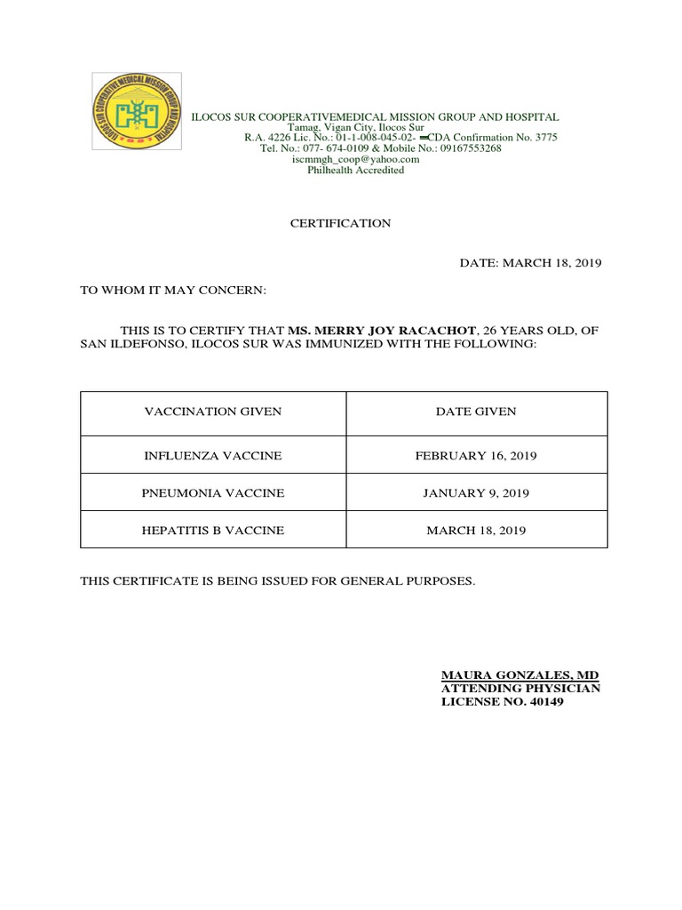 Hepatitis B Vaccination Certificates | PDF | Vaccines | Virology