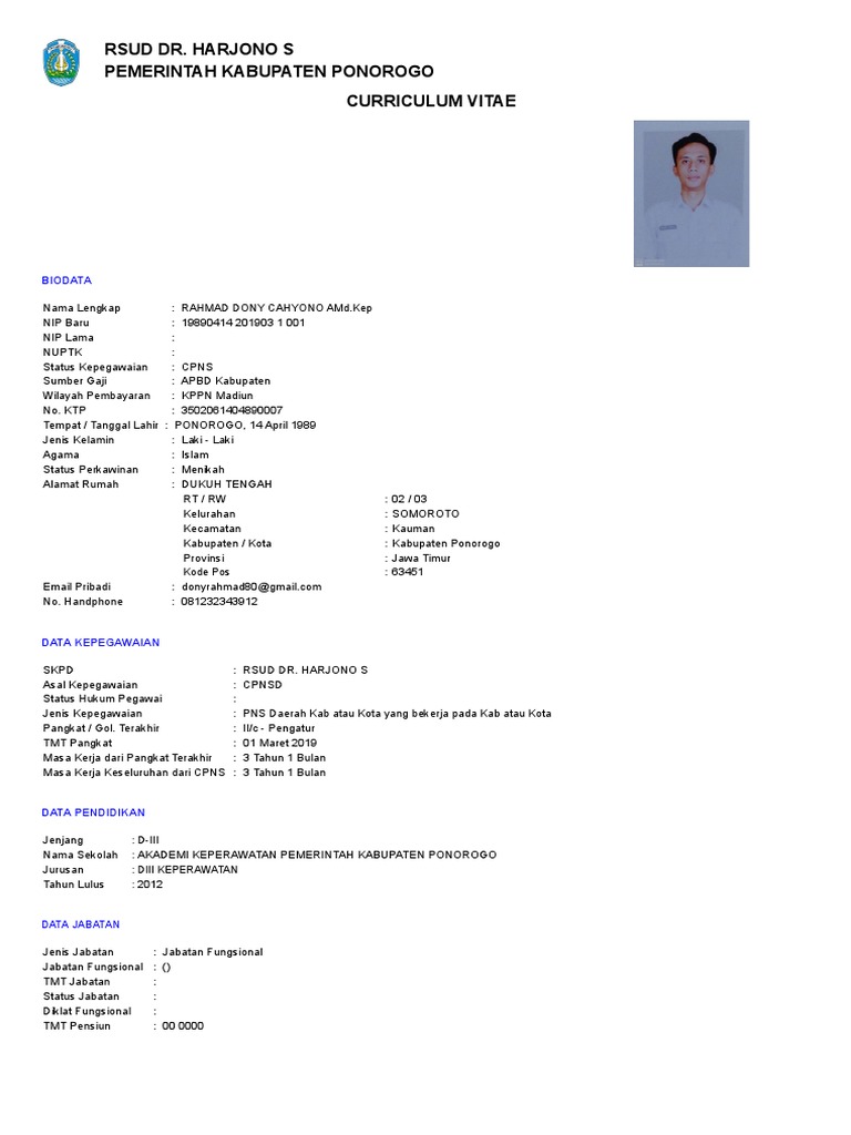CV Rahmad Dony Cahyono PNS Ponorogo | PDF