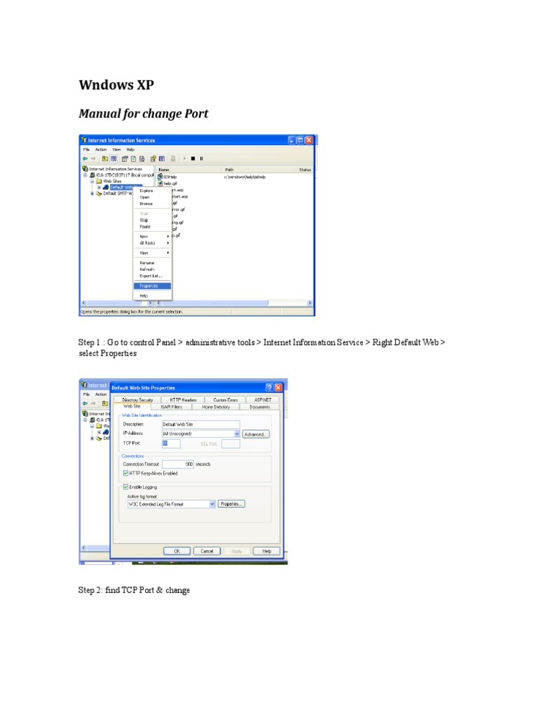Wndows XP: Manual For Change Port | PDF | Computers