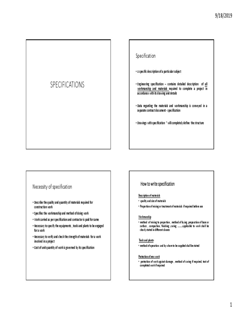 Specifications: How To Write Specification | PDF | Specification ...
