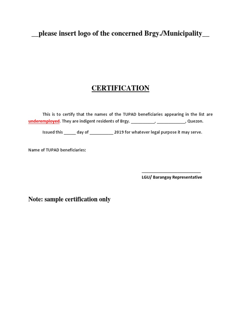 CERTIFICATION (Mayor) | PDF