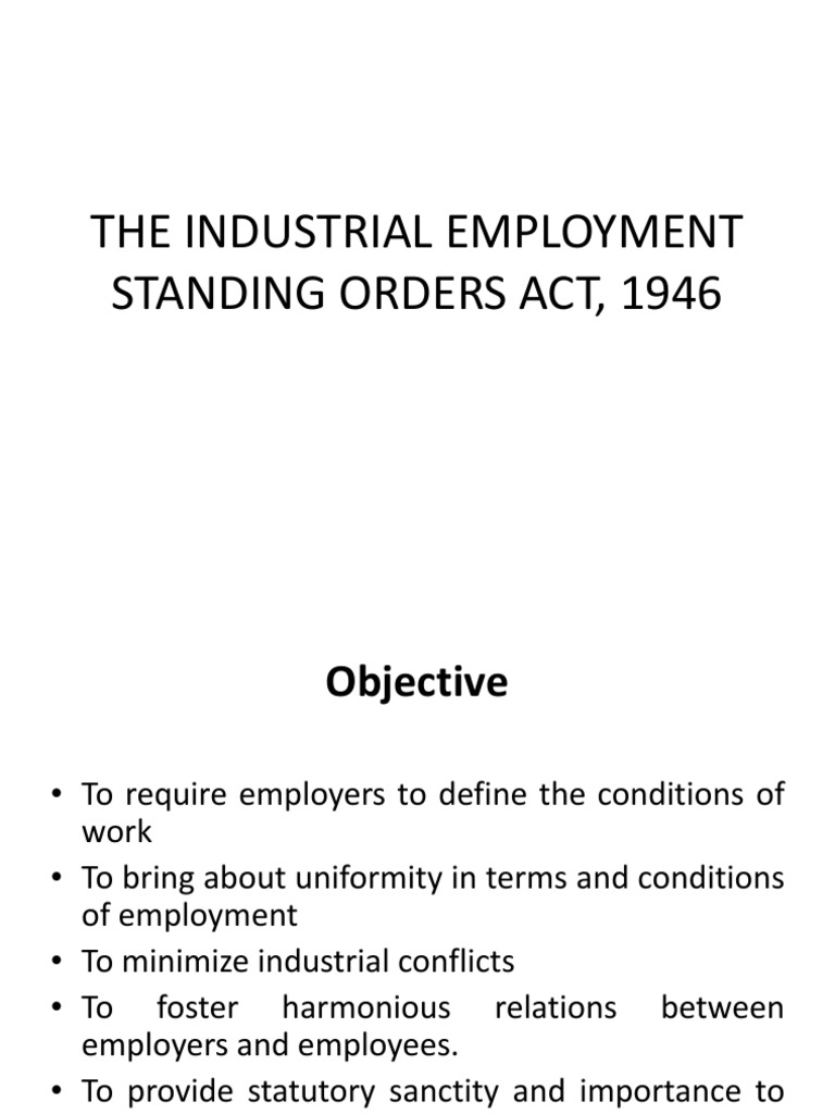 Industrial Employment Standing Orders Act | PDF | Employment | Public Law