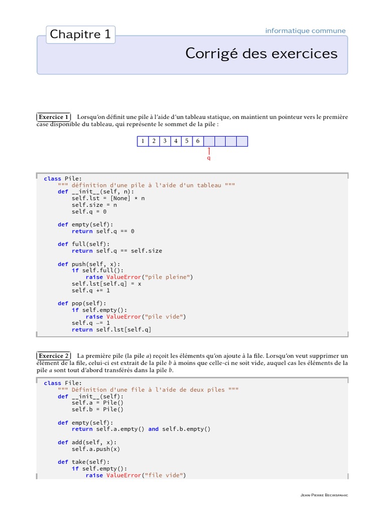 01 Corrige PDF | PDF | Pointeur (programmation) | Domaines de l'informatique