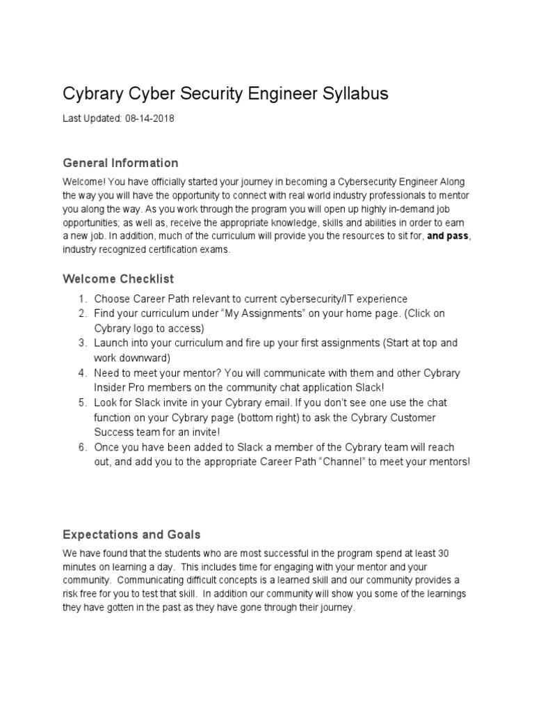 Cyber Sec Syllabus Pdf Mentorship Résumé