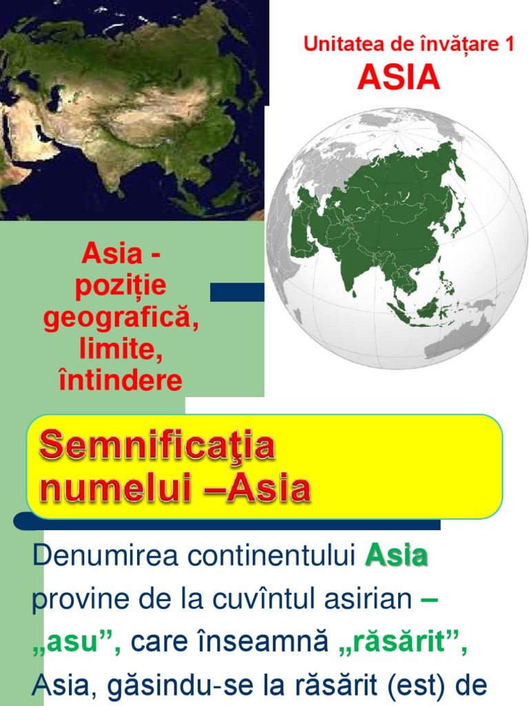 Asia - Pozi Ție Geografică, Limite, Întindere: Unitatea de Învățare 1 | PDF