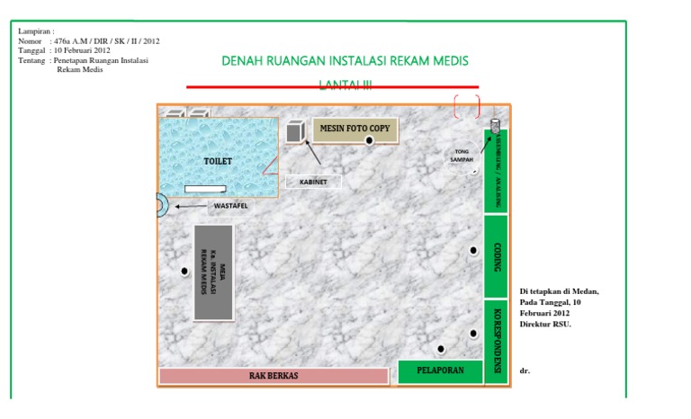 Denah Ruangan Instalasi Rekam Medis Rsu Revisi | PDF