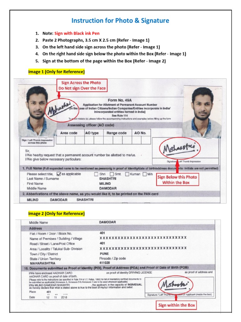 Instruction For Photo & Signature: Sign With Black Ink Pen | PDF