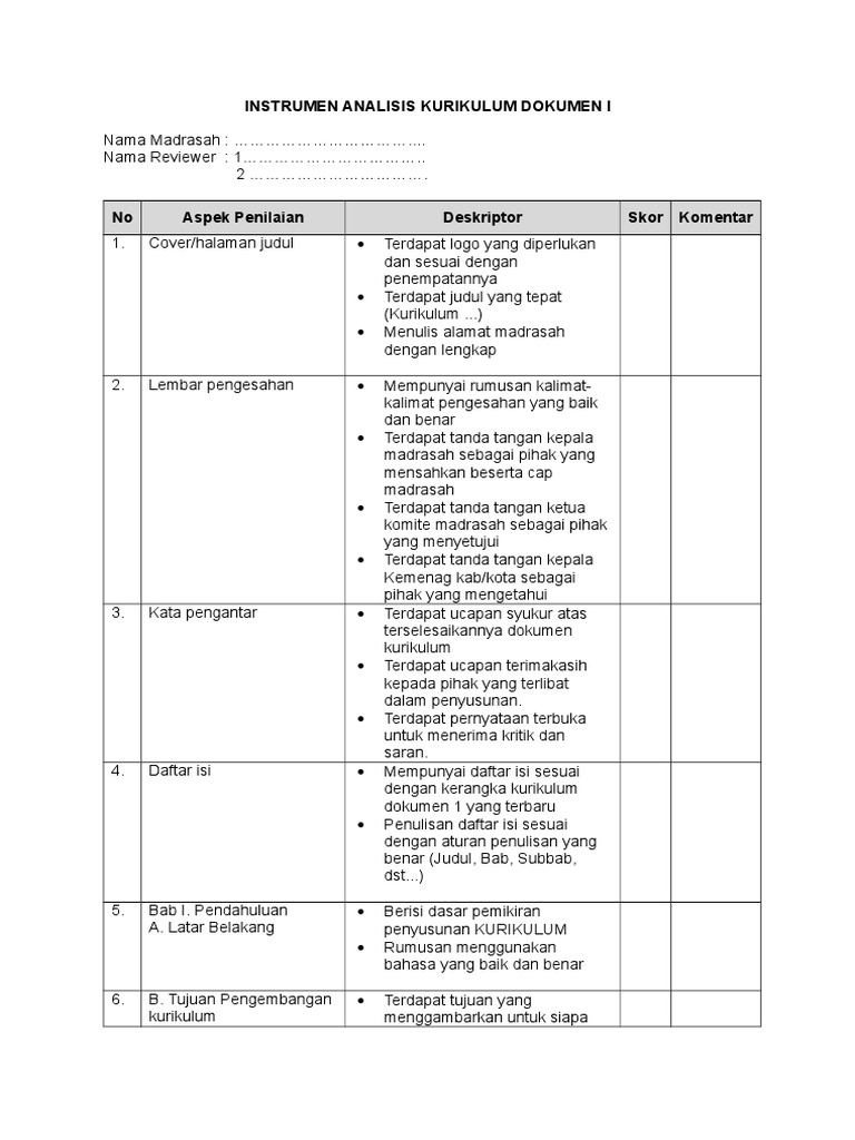 Instrumen Analisis Dokumen I-1 | PDF