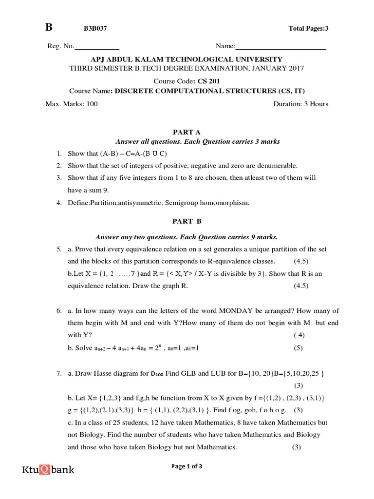 1 CS201 - Discrete - Computational - Structures - QP PDF | PDF | Group ...