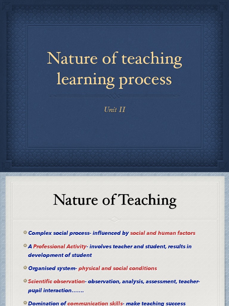 Nature of Teaching Learning Process | PDF