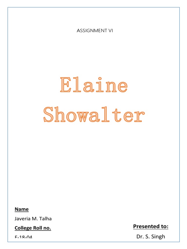 Elain Showalter - Towards A Feministic Poetics | PDF | Feminism ...