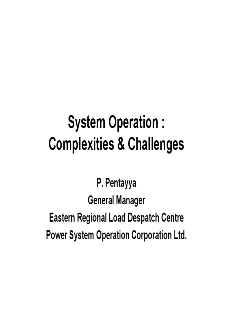 System Operation: Complexities & Challenges | PDF | Electrical Grid ...
