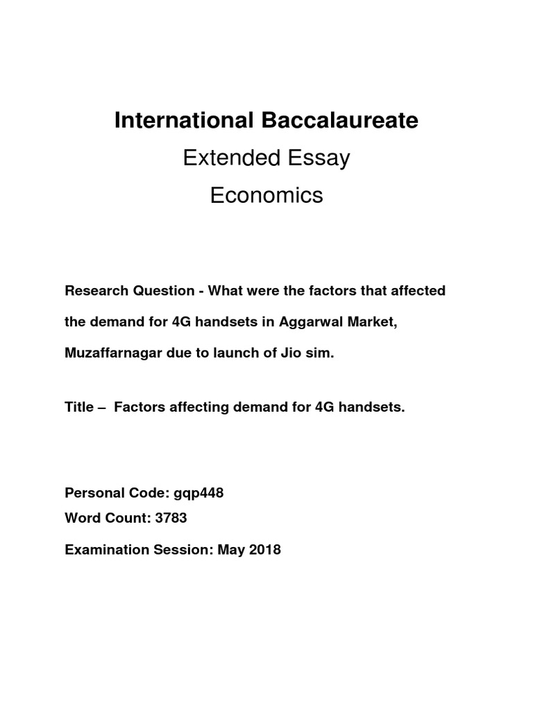 International Baccalaureate: Extended Essay Economics | PDF | Demand ...