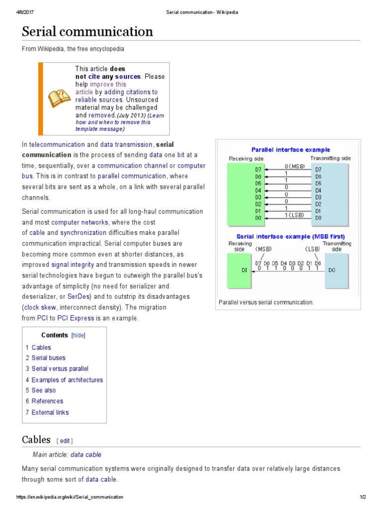 Serial Communication: Cables | PDF | Manufactured Goods | Media Technology