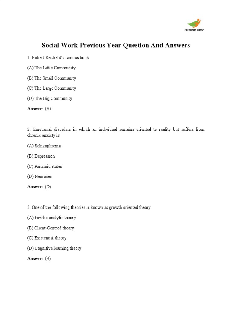 Social Work Model Papers | PDF | Classical Conditioning | Emotions
