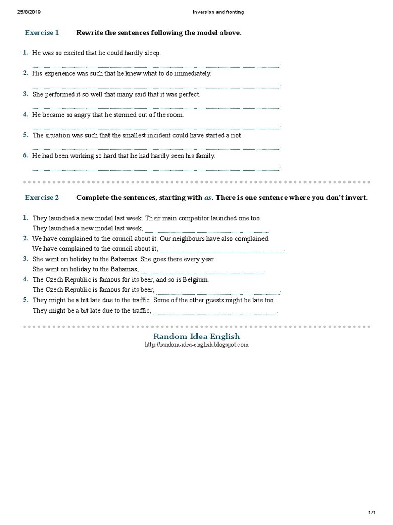 Inversion and Fronting II | PDF