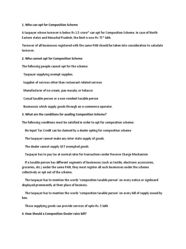 Composition Scheme GST | PDF | Invoice | Taxes