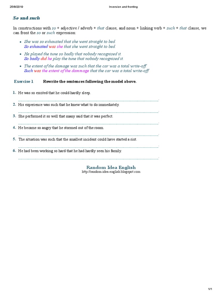 Inversion and Fronting | PDF