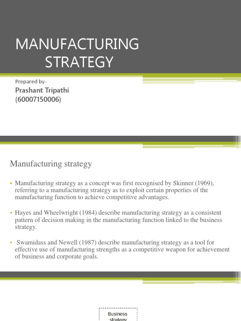 Manufacturing Strategy: Prashant Tripathi (60007150006) | PDF ...