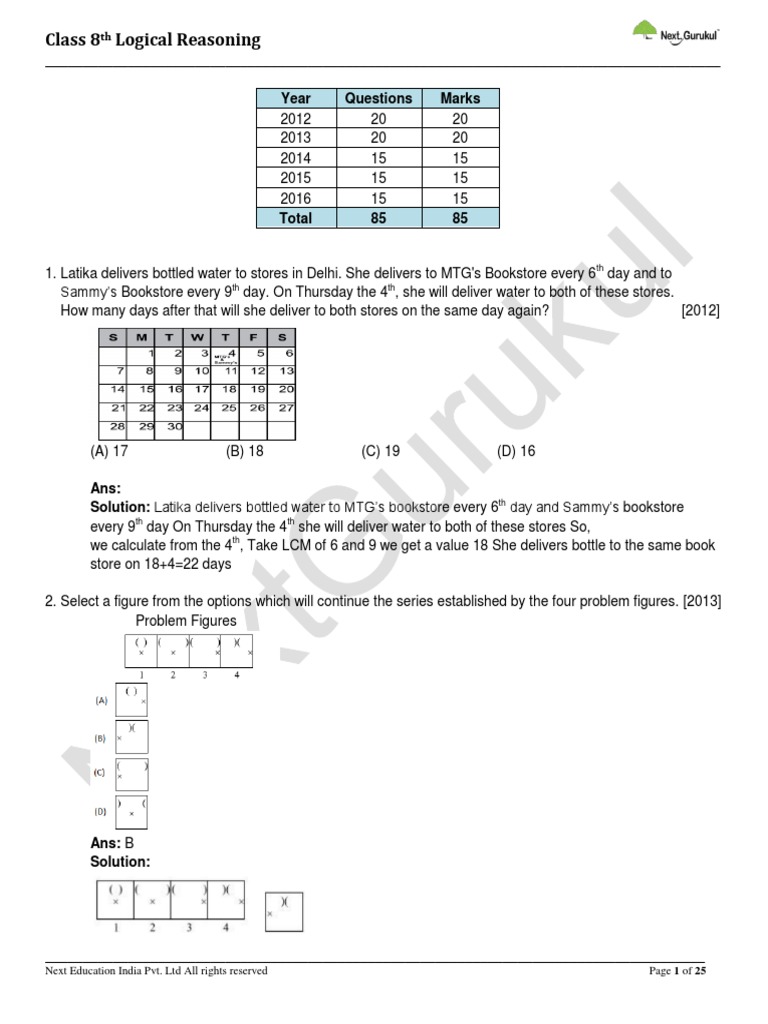 Class 8 Maths Olympiad Logical Section Practice Papers | PDF | Numbers ...