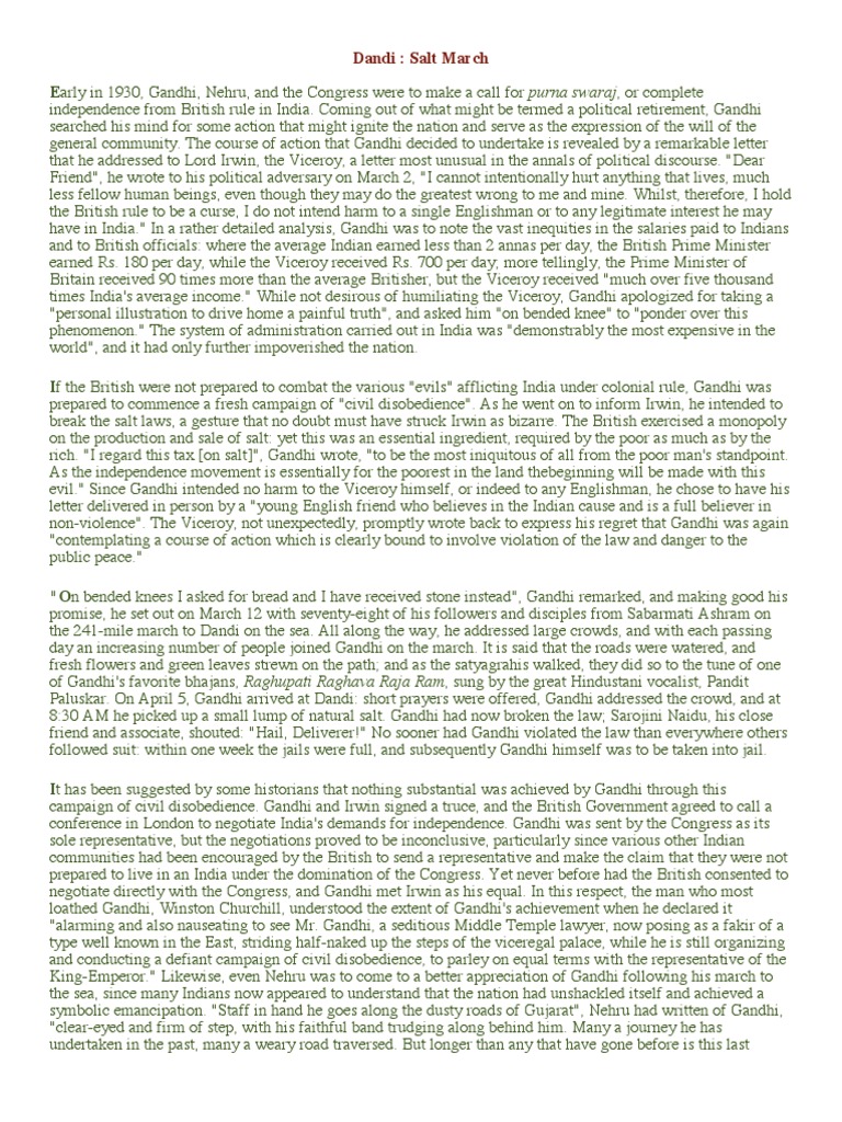 Dandi Salt March | PDF | Mahatma Gandhi | British Raj