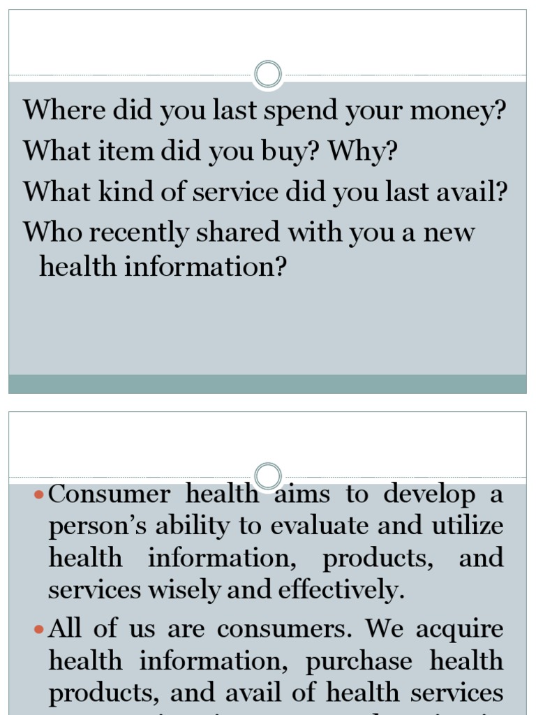 Understanding Consumer Health: An Overview of Health Information ...