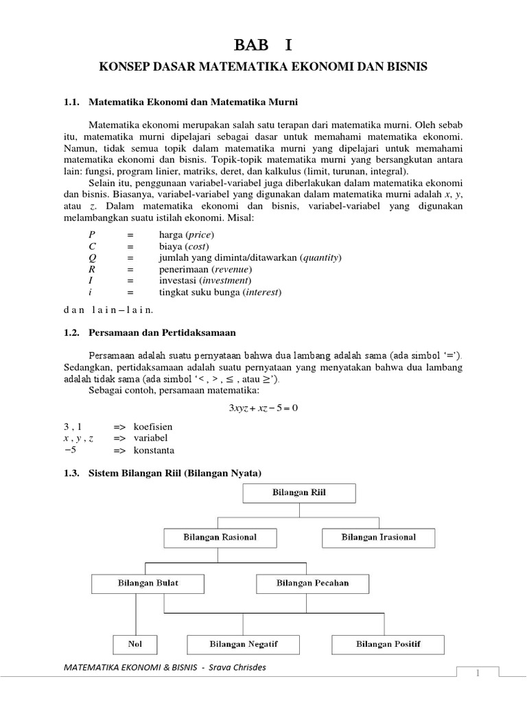 Konsep Dasar Matematika Ekonomi Dan Bisnis PDF | PDF
