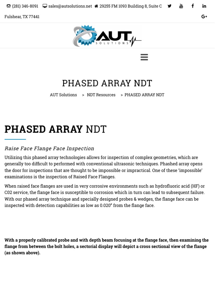 PHASED ARRAY NDT - AUT Solutions | PDF | Nondestructive Testing ...