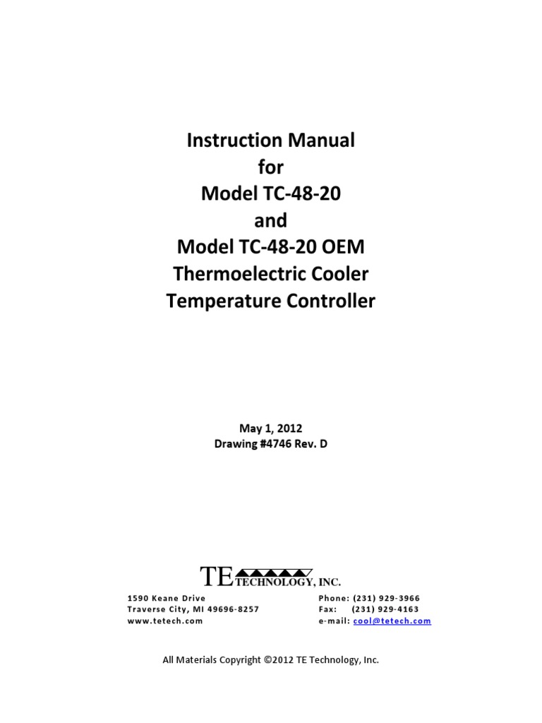 Instruction Manual For Model TC 48 20 and Model TC 48 20 OEM ...