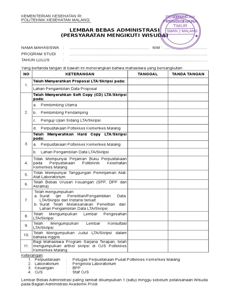 Lembar Bebas Administrasi | PDF