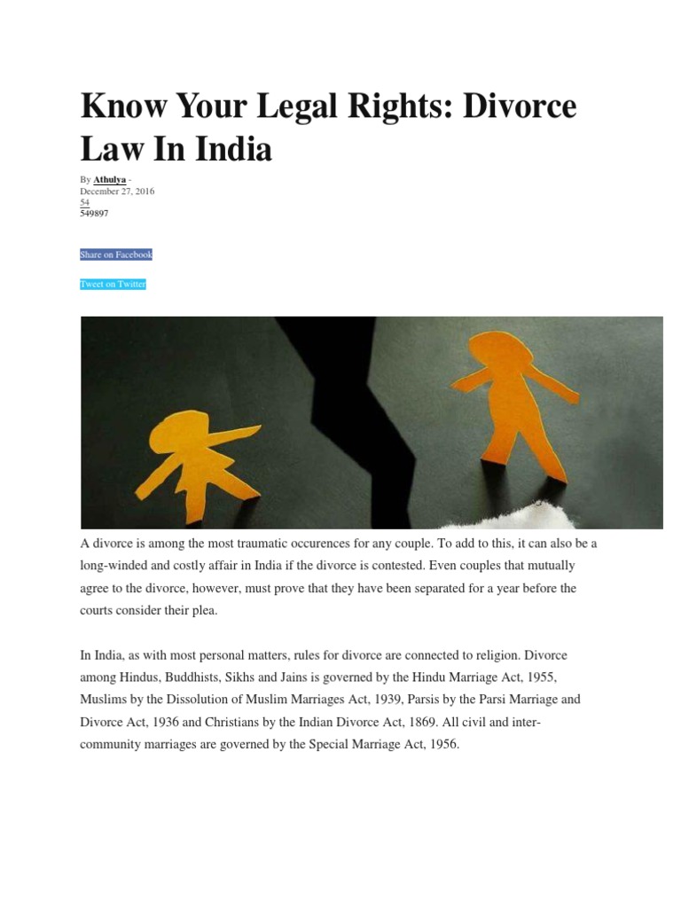 Know Your Legal Rights: Divorce Law in India: Athulya | PDF | Divorce ...