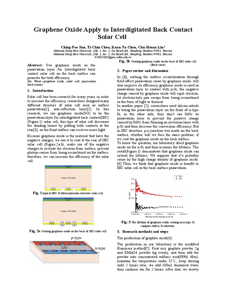 Graphene Oxide Apply To Interdigitated Back Contact Solar Cell | PDF ...