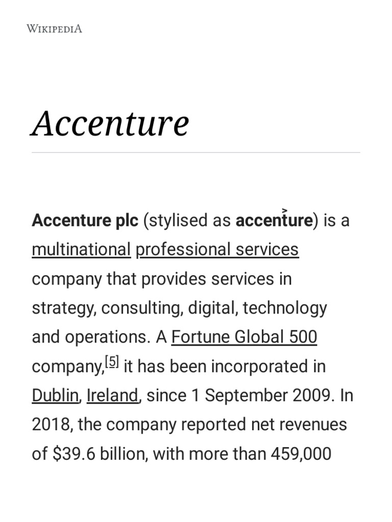 Accenture - Wikipedia | PDF | Accenture | Companies