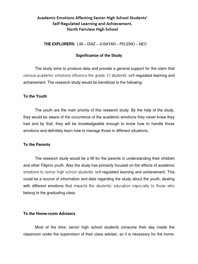 Academic Emotions Affect Senior HS Students' Learning & Achievement ...
