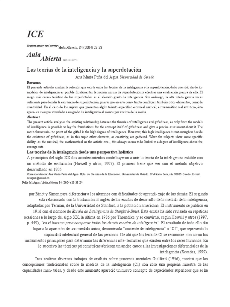 Las Teorías de La Inteligencia y La Superdotación | PDF | Dotamiento ...