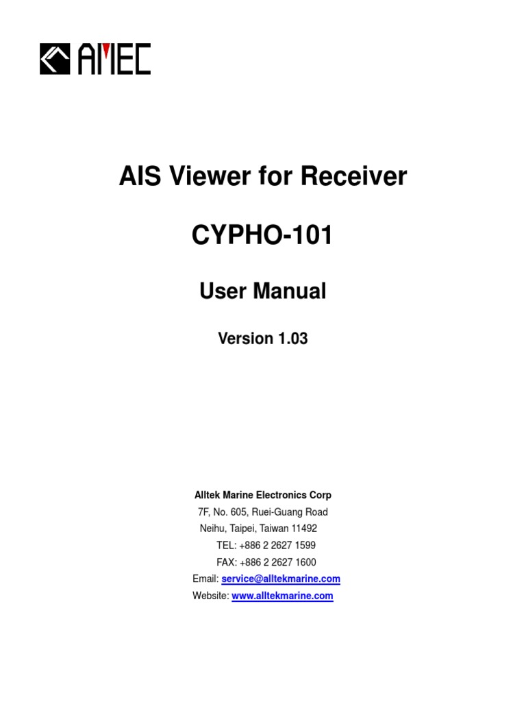Amec Cypho 101 Ais Viewer Manual | PDF | Global Positioning System | Ships
