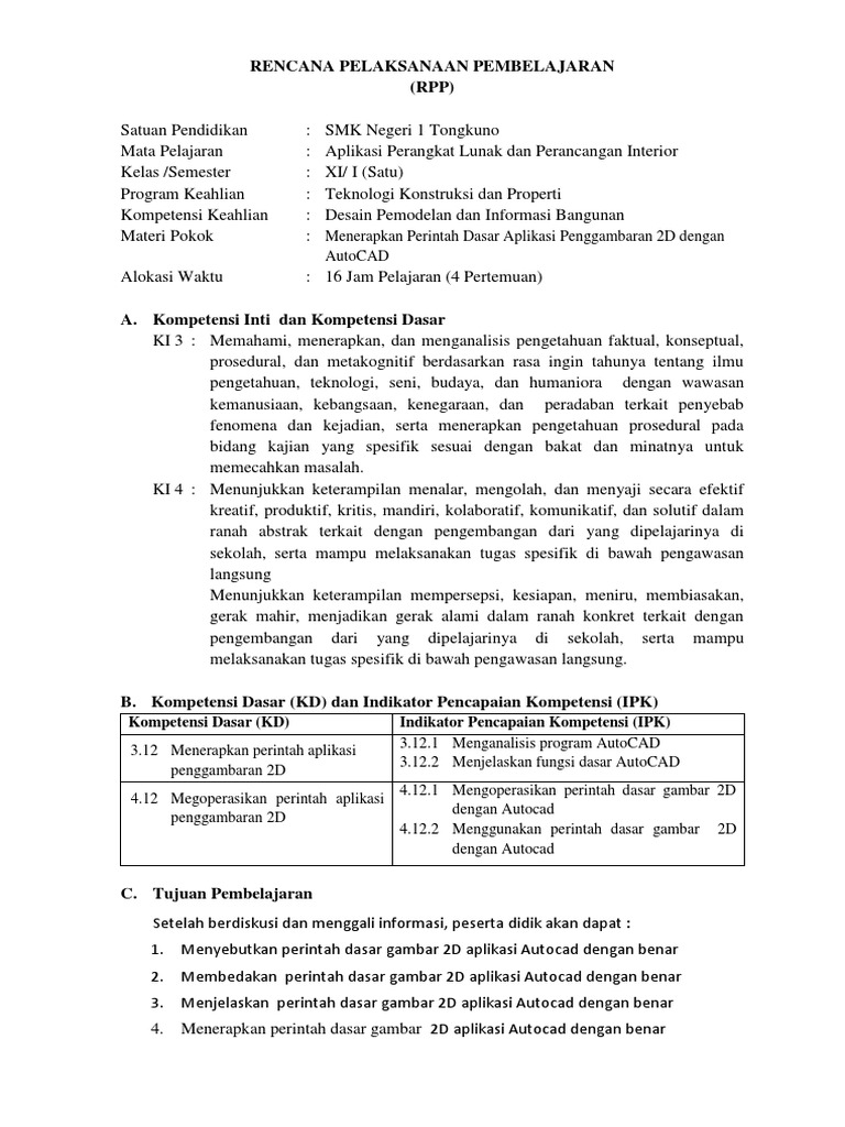Rencana Pelaksanaan Pembelajaran | PDF