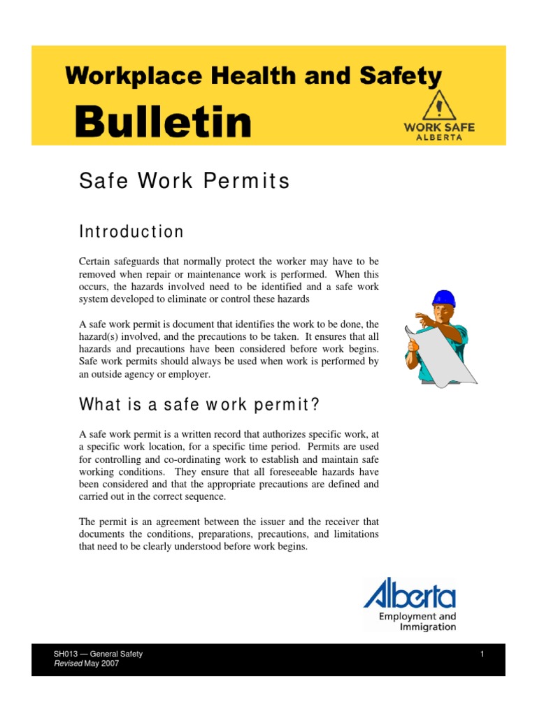 Safe Work Permits: SH013 - General Safety 1 | PDF | Occupational Safety ...