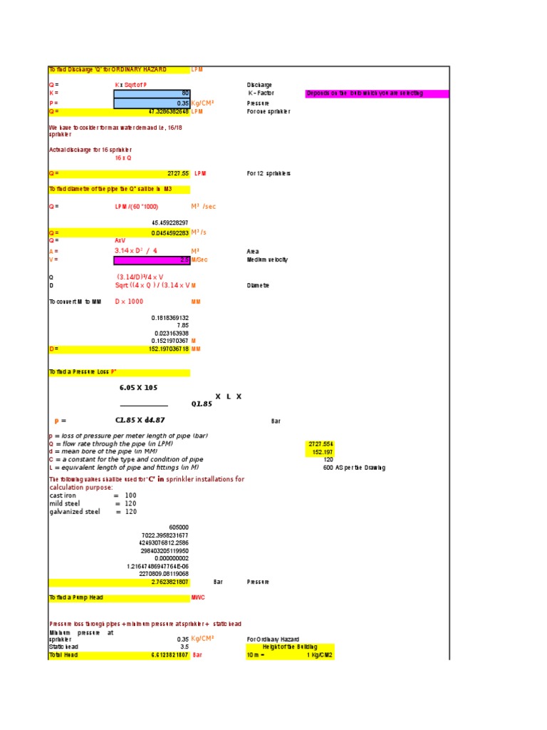 Fire Calculation1 | PDF | Fire Sprinkler System | Flow Measurement