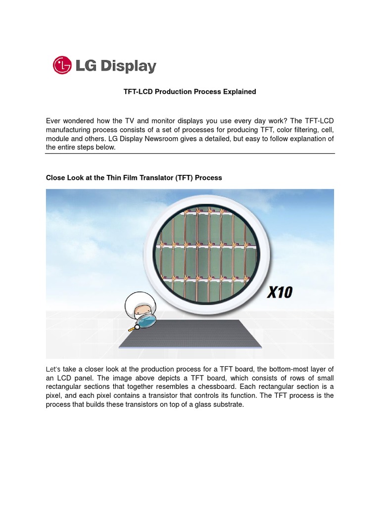 TFT-LCD Production Process Explained | PDF | Thin Film Transistor ...