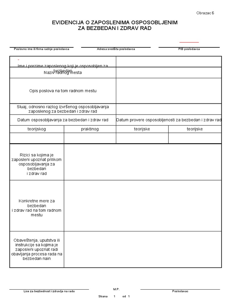 Obrazac 6 Prazan | PDF