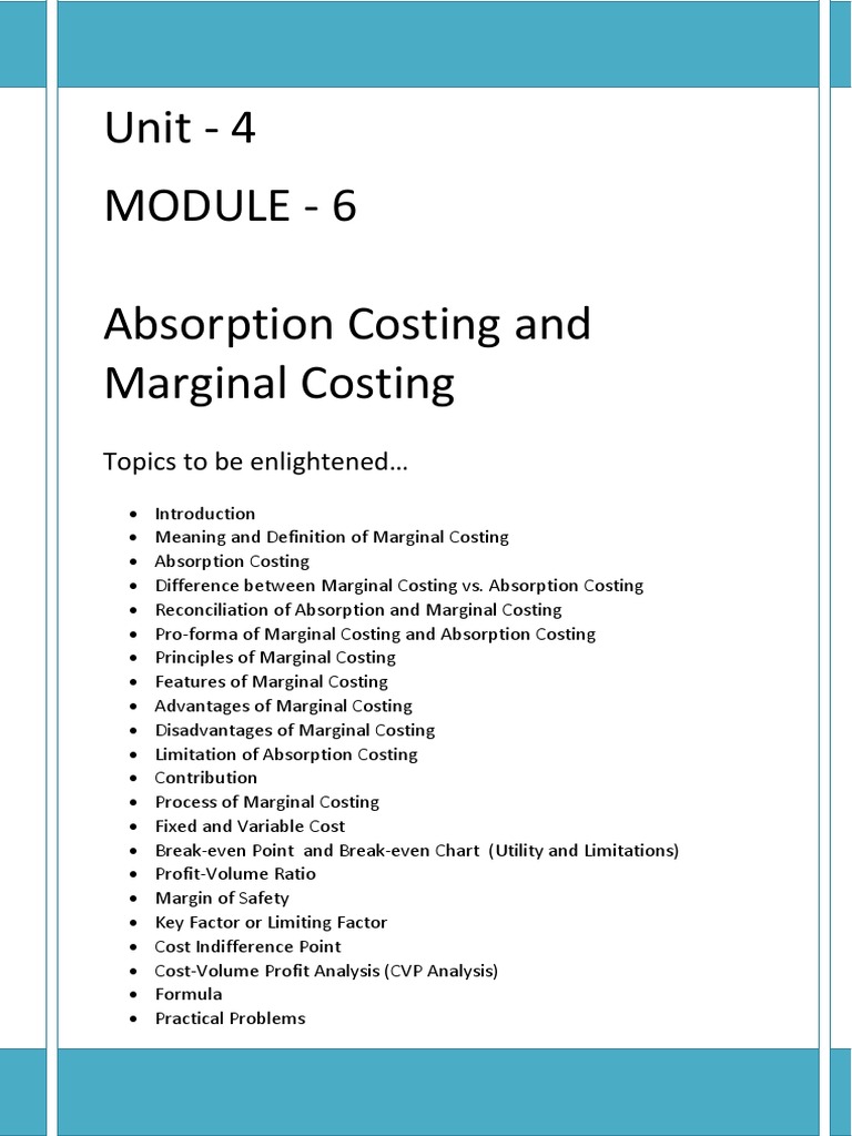 Analysis of Marginal Costing and Absorption Costing Techniques for ...
