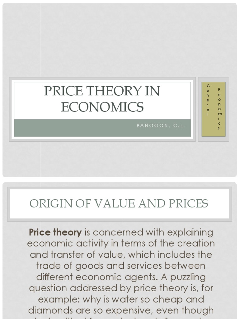 Price Theory in Economics: Banogon, C.L | PDF | Supply And Demand ...