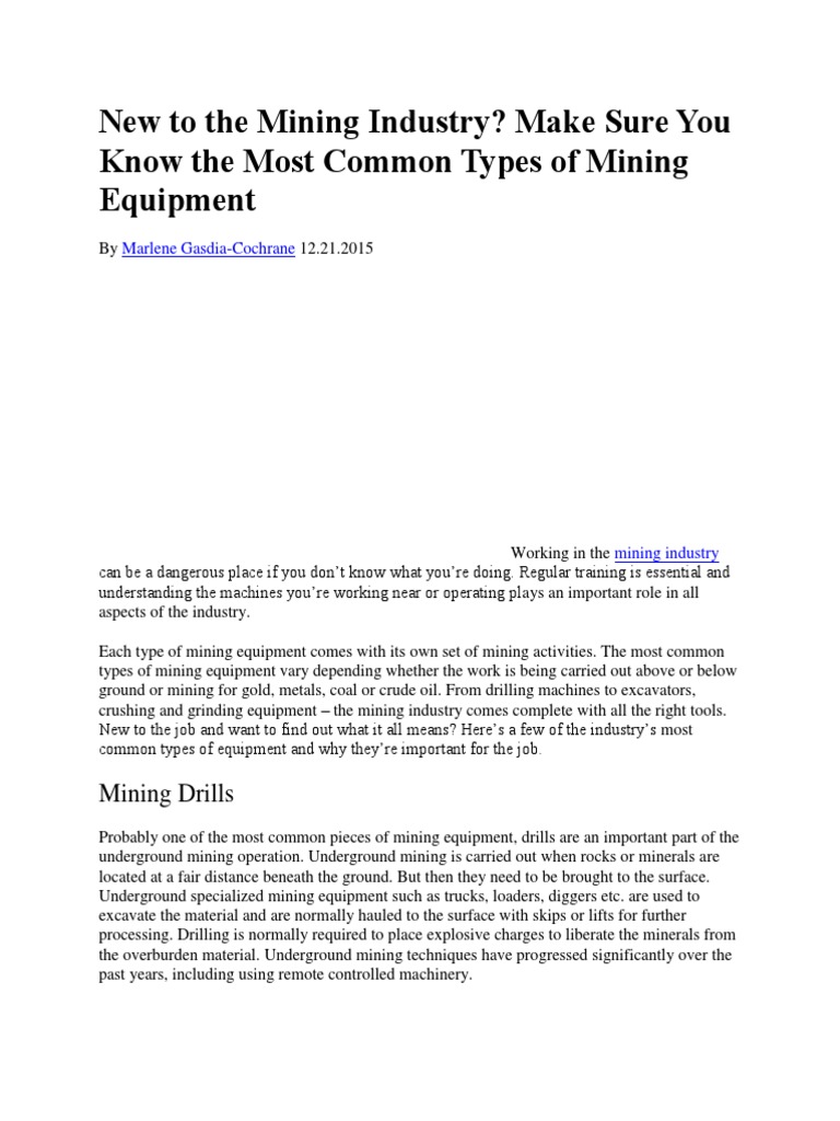 New To The Mining Industry? Make Sure You Know The Most Common Types of ...