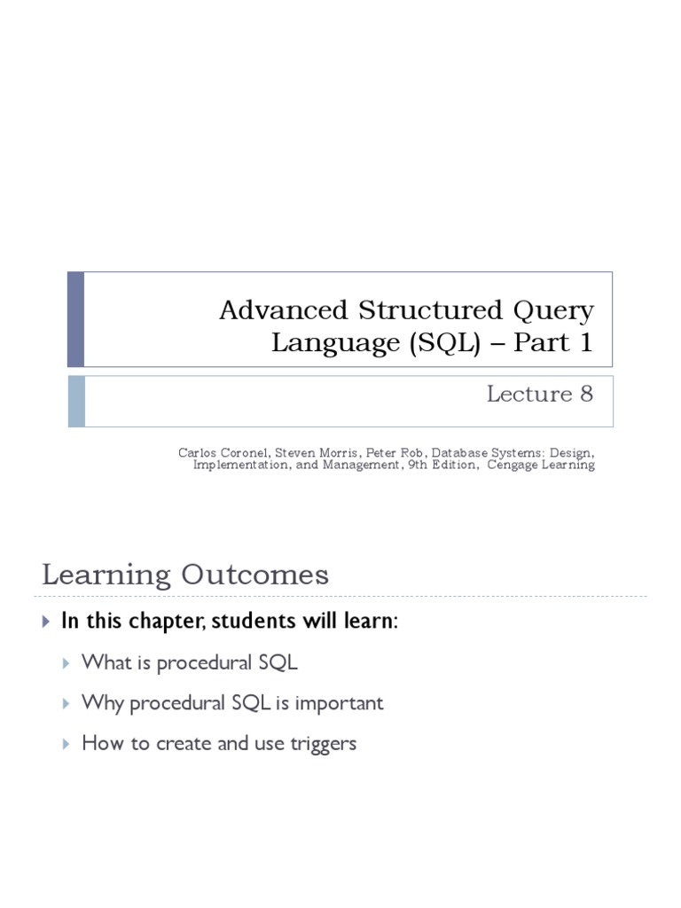 Understanding Procedural SQL and Triggers | PDF | Sql | Software ...