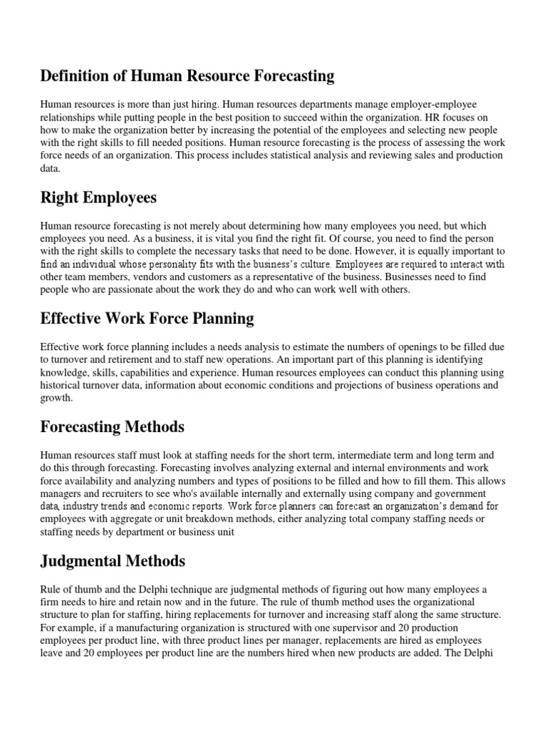 Demand Forecasting - Human Resource Forecasting | PDF | Forecasting | Dependent And Independent ...