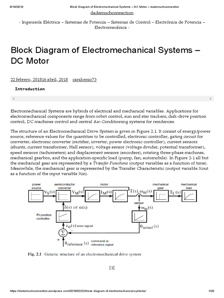 Block Diagram of Electromechanical System | PDF | Electric Motor ...